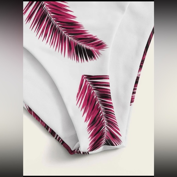 SHEIN | Swim | Leaf Print Laceup Back Bikini Set Strappy Bra And Panty ...